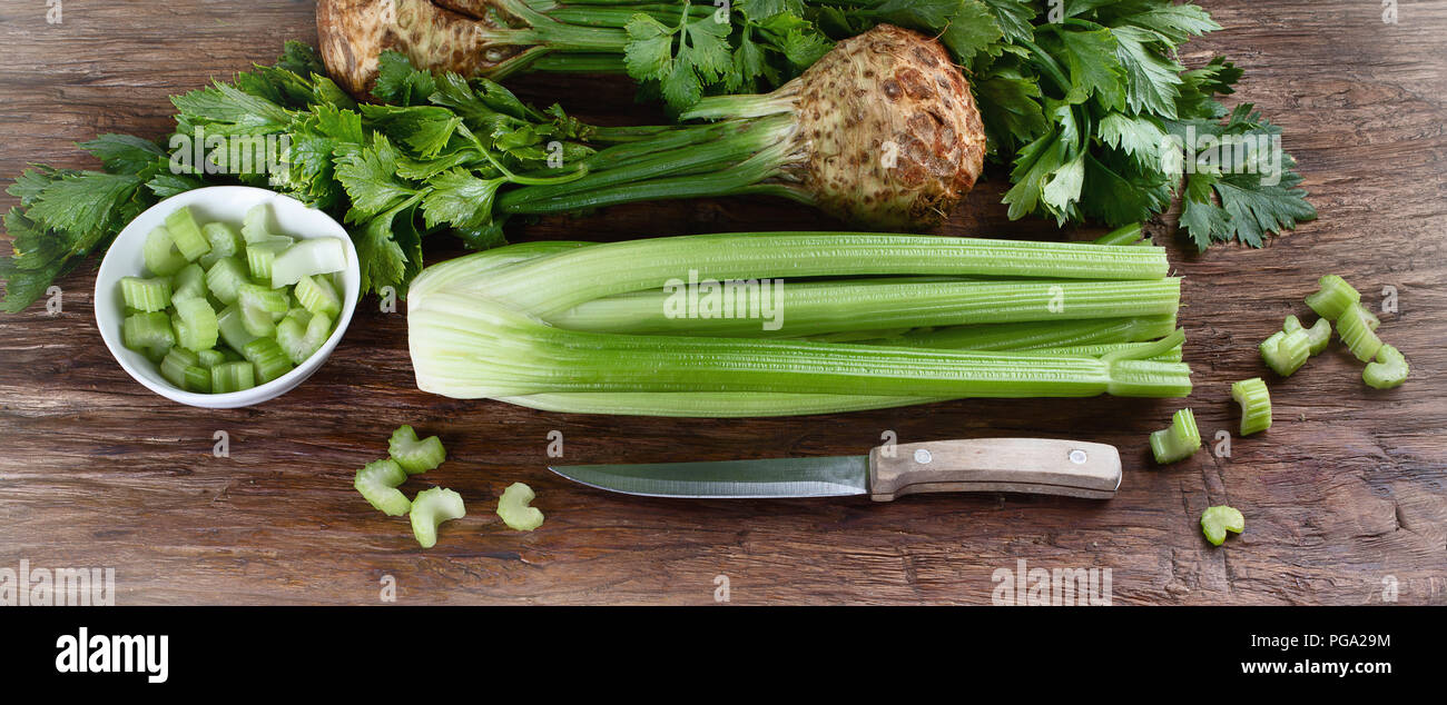 Fresh celery. Top view. Local organic food Stock Photo - Alamy