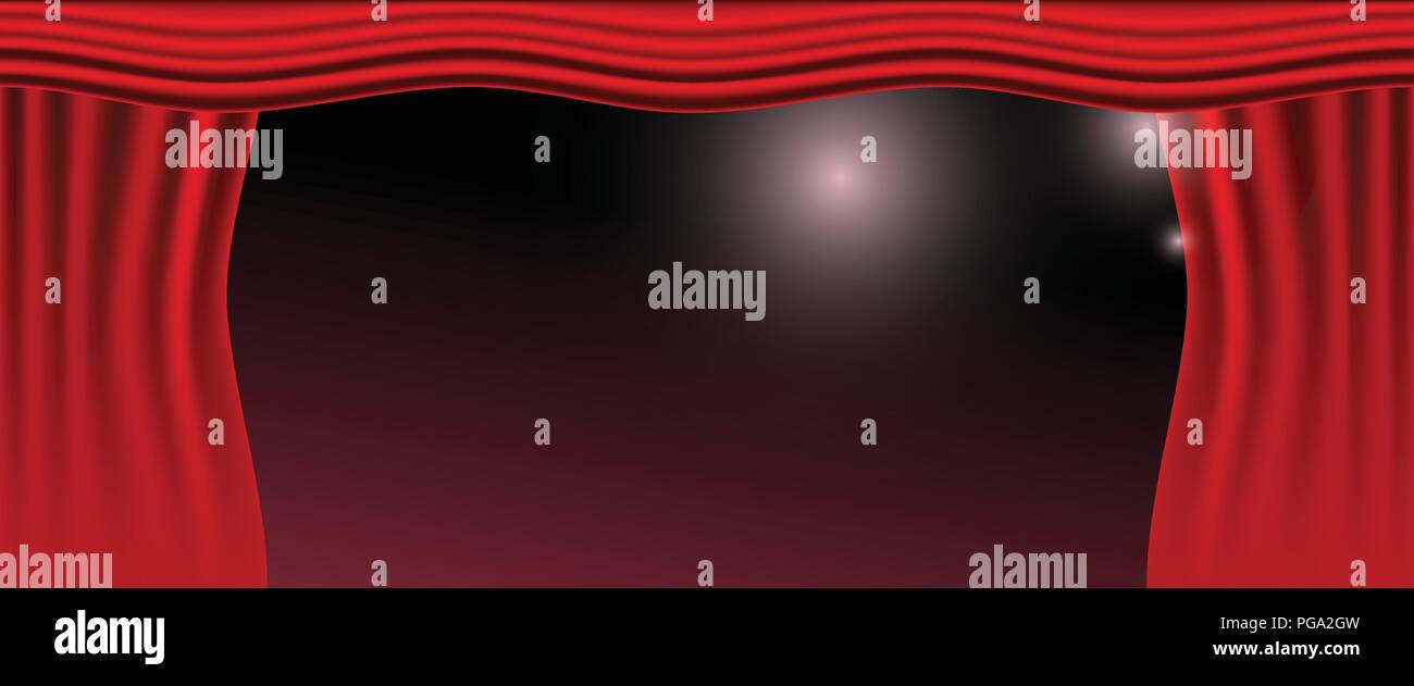 Red stage. Vector illustration. Red curtains. Scenes on dark background ...