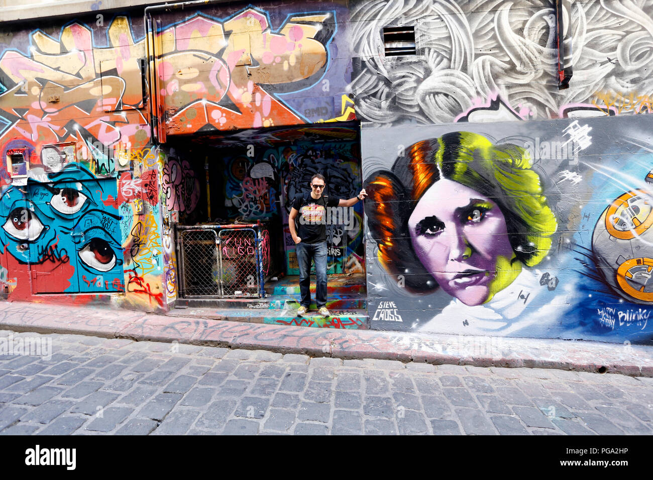 Hosier Lane, Famous Laneway Street Art (Graffiti) of Melbourne Stock ...