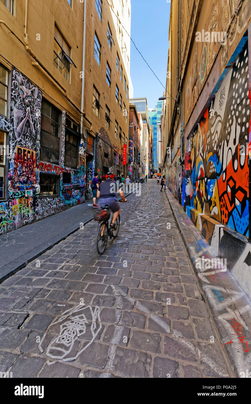 Hosier Lane, Famous Laneway Street Art (Graffiti) of Melbourne Stock ...