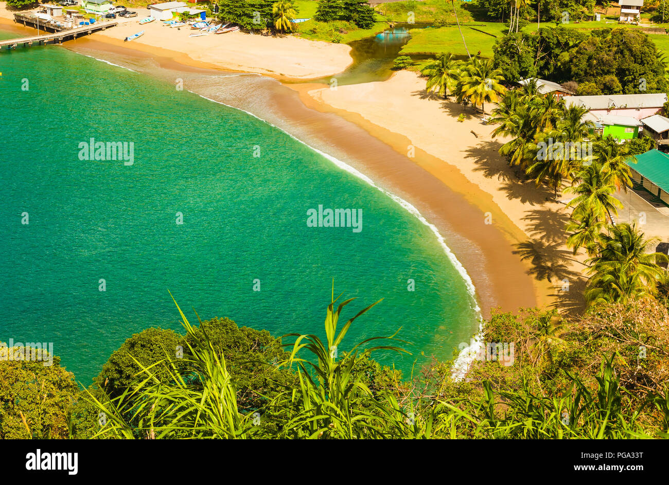 Tobago, Parlatuvier Bay on the tropical island of Tobago in the ...