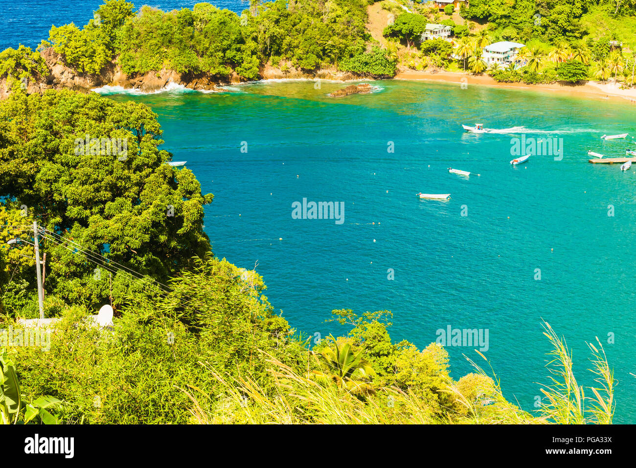 Tobago, Parlatuvier Bay on the tropical island of Tobago in the ...