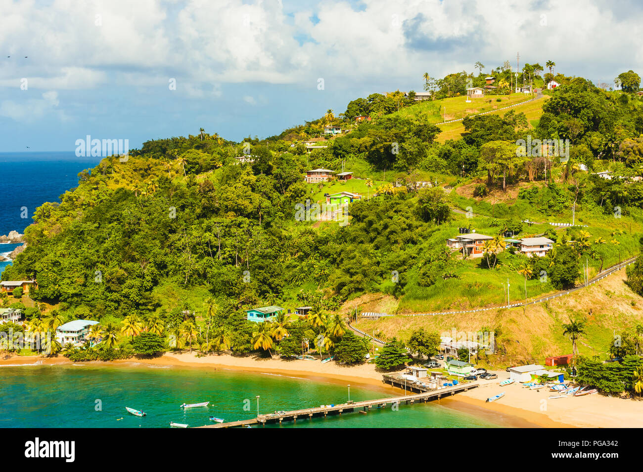 Tobago, Parlatuvier Bay on the tropical island of Tobago in the ...