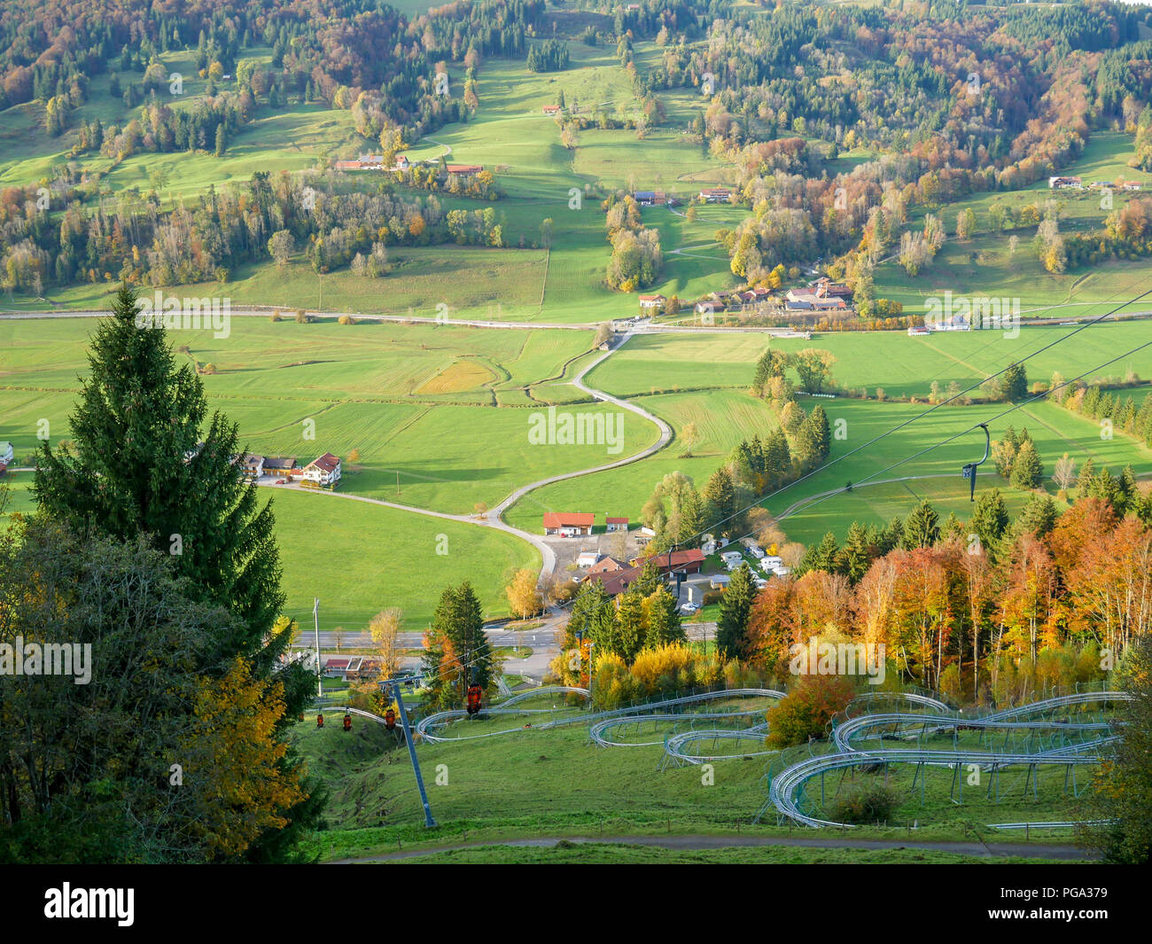summer toboggan run in the bavarian alps on a sunny afternoon Stock ...
