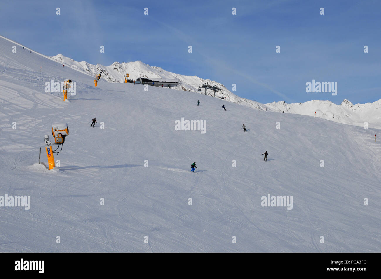 Austria: Winter sport in Sölden snow mountains at gaislachkogl in the ...