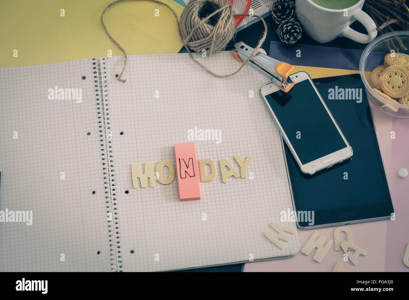 Messy office desk depicting life at a busy office, chasing deadlines ...