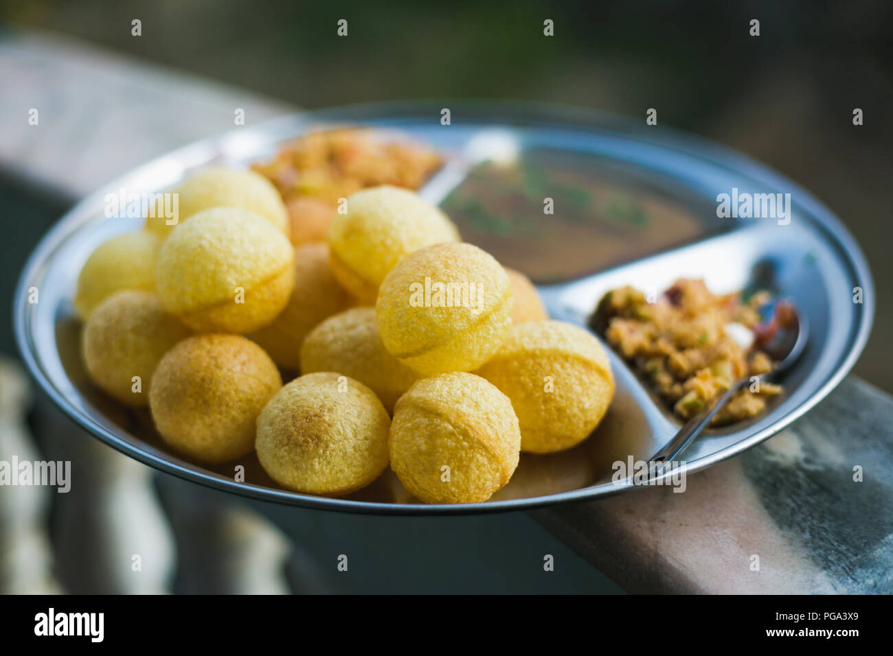 Fresh Homemade pani puri, golgappa with Tamrind Sauce.Famous Indian ...