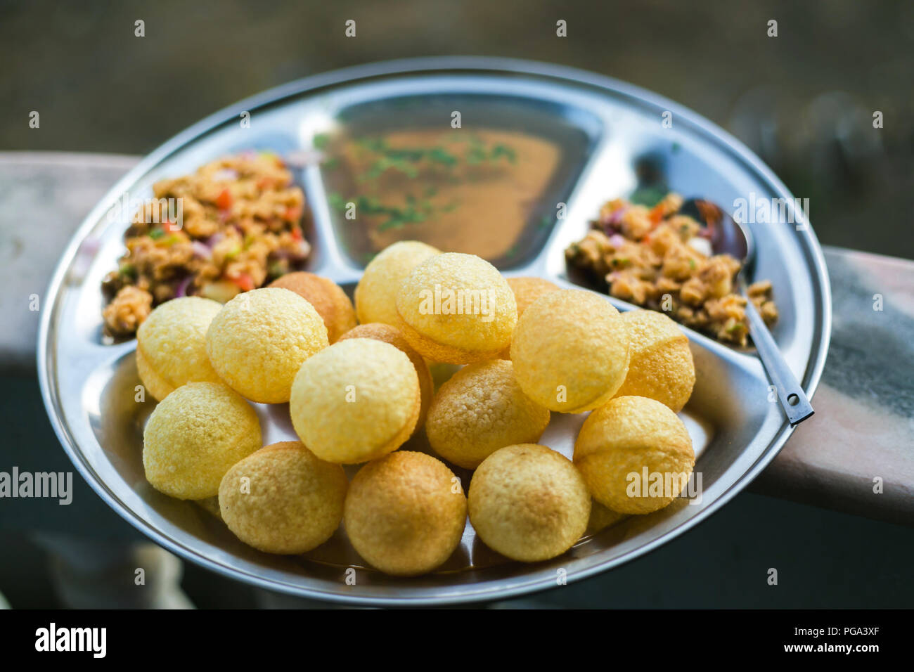 Fresh Homemade pani puri, golgappa with Tamrind Sauce.Famous Indian ...