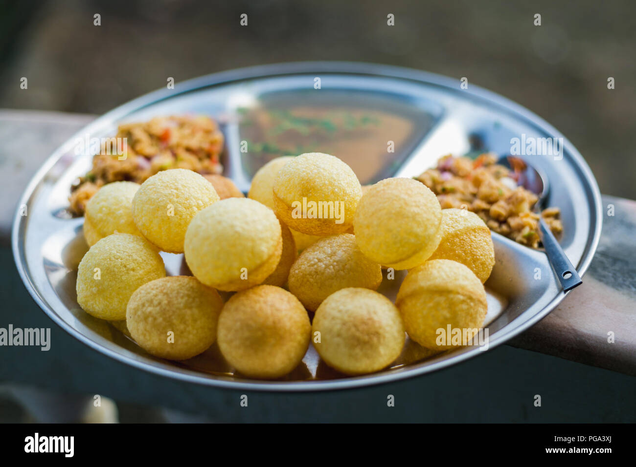 Fresh Homemade pani puri, golgappa with Tamrind Sauce.Famous Indian ...