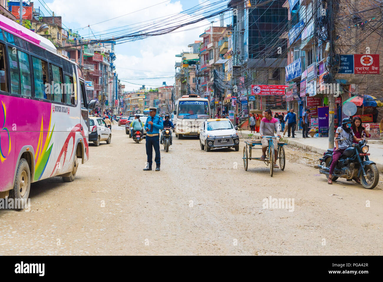 Kathmandu, Nepal - July 15, 2018 : Street view in Kathmandu, considered ...