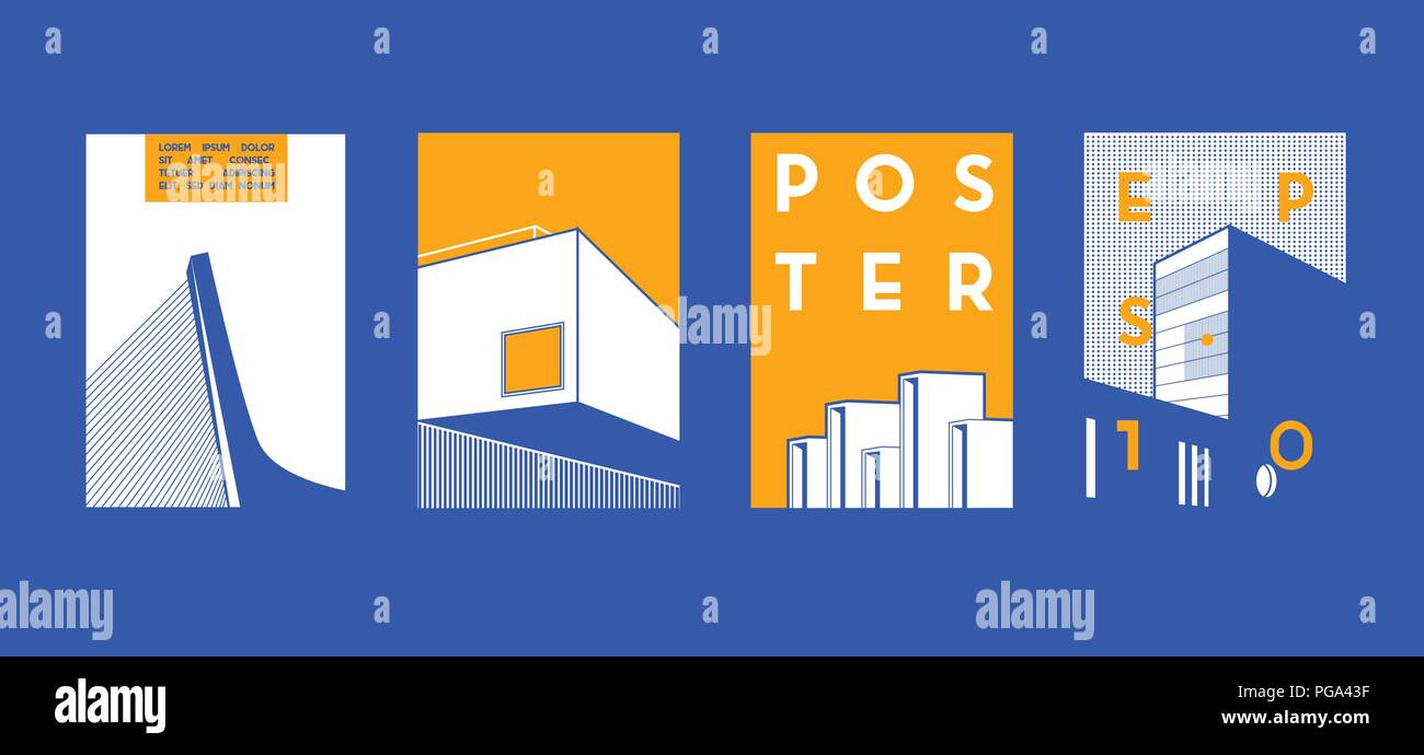 Architecture conceptual drawings. Colorful backgrounds. Applicable for ...