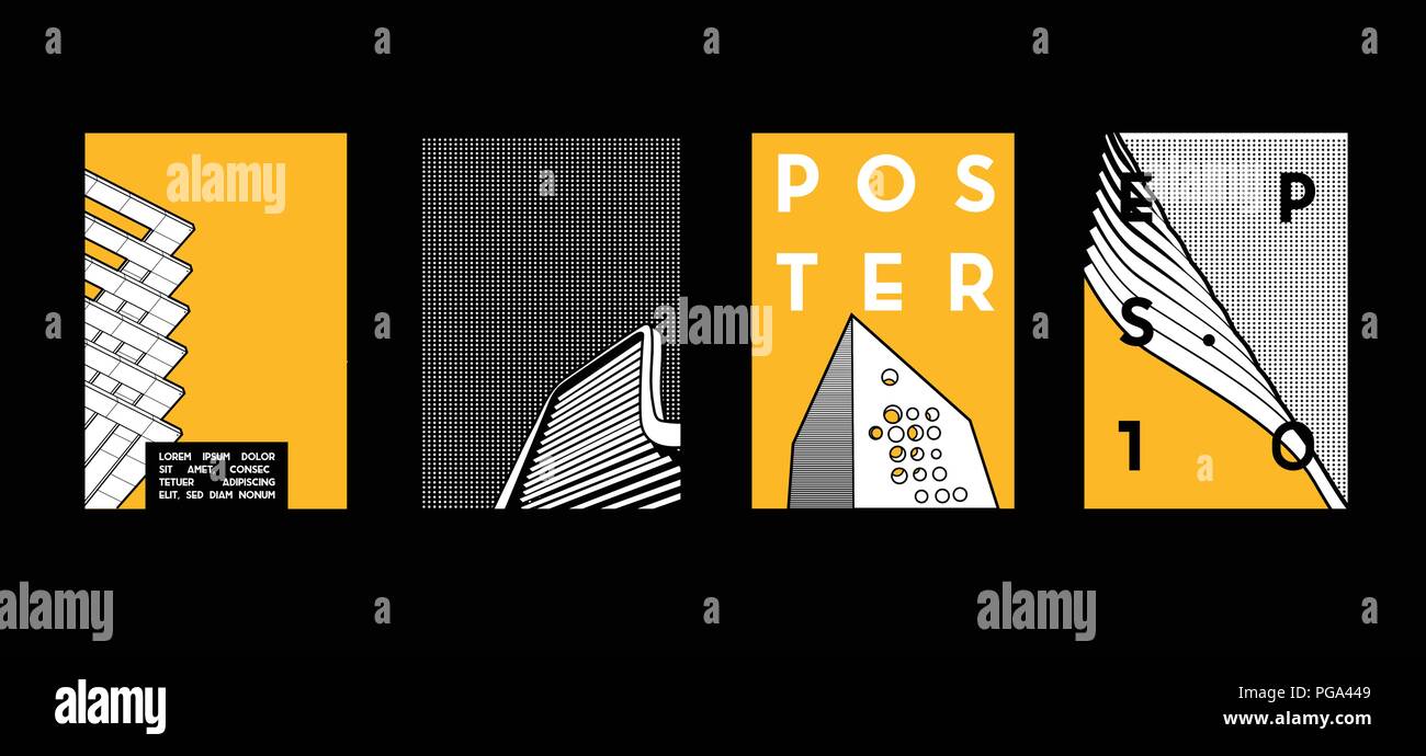 Architecture conceptual drawings. Colorful backgrounds. Applicable for ...