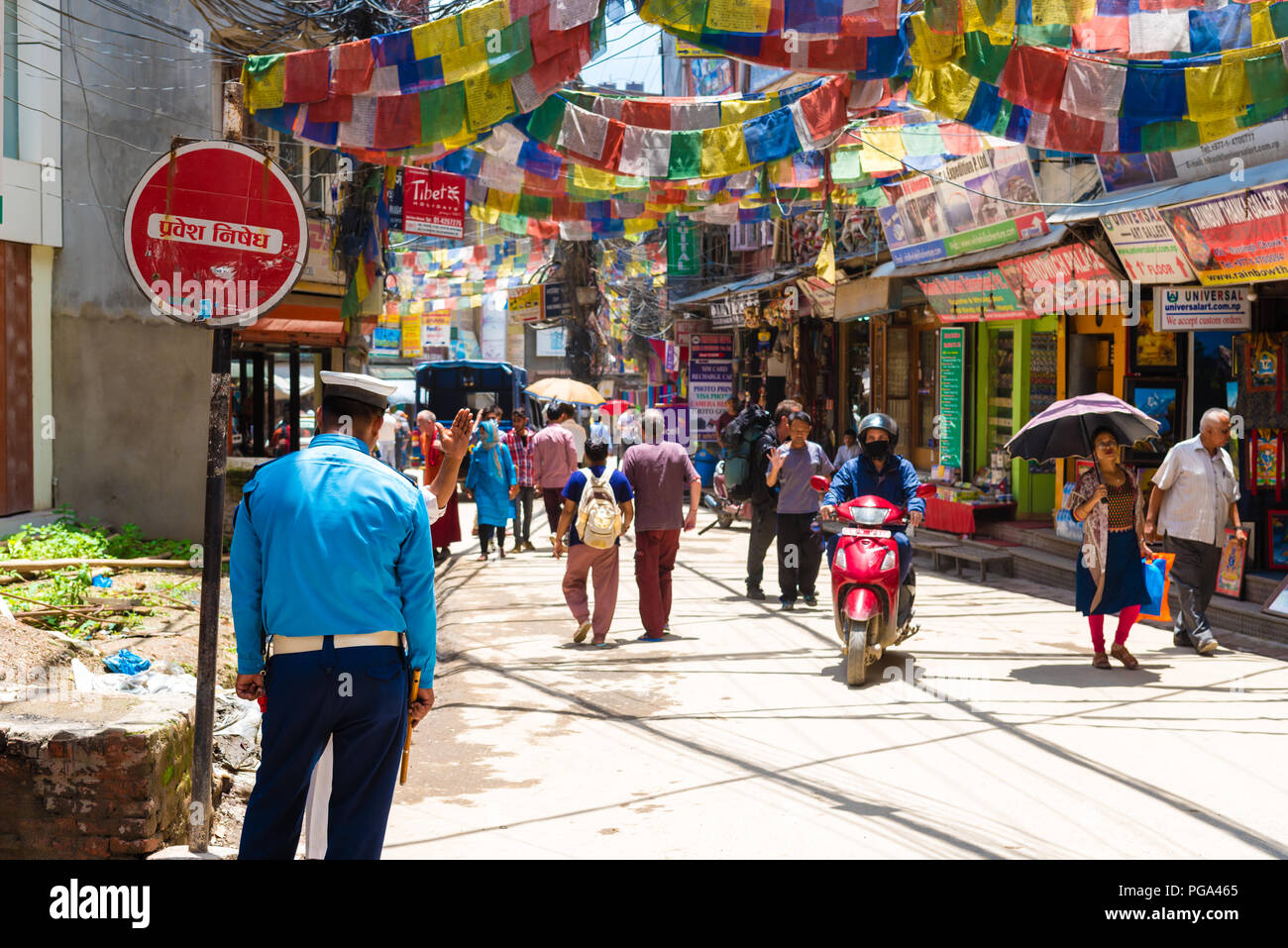 Thamel, Kathmandu, Nepal - July 15, 2018 : Street view in Thamel ...