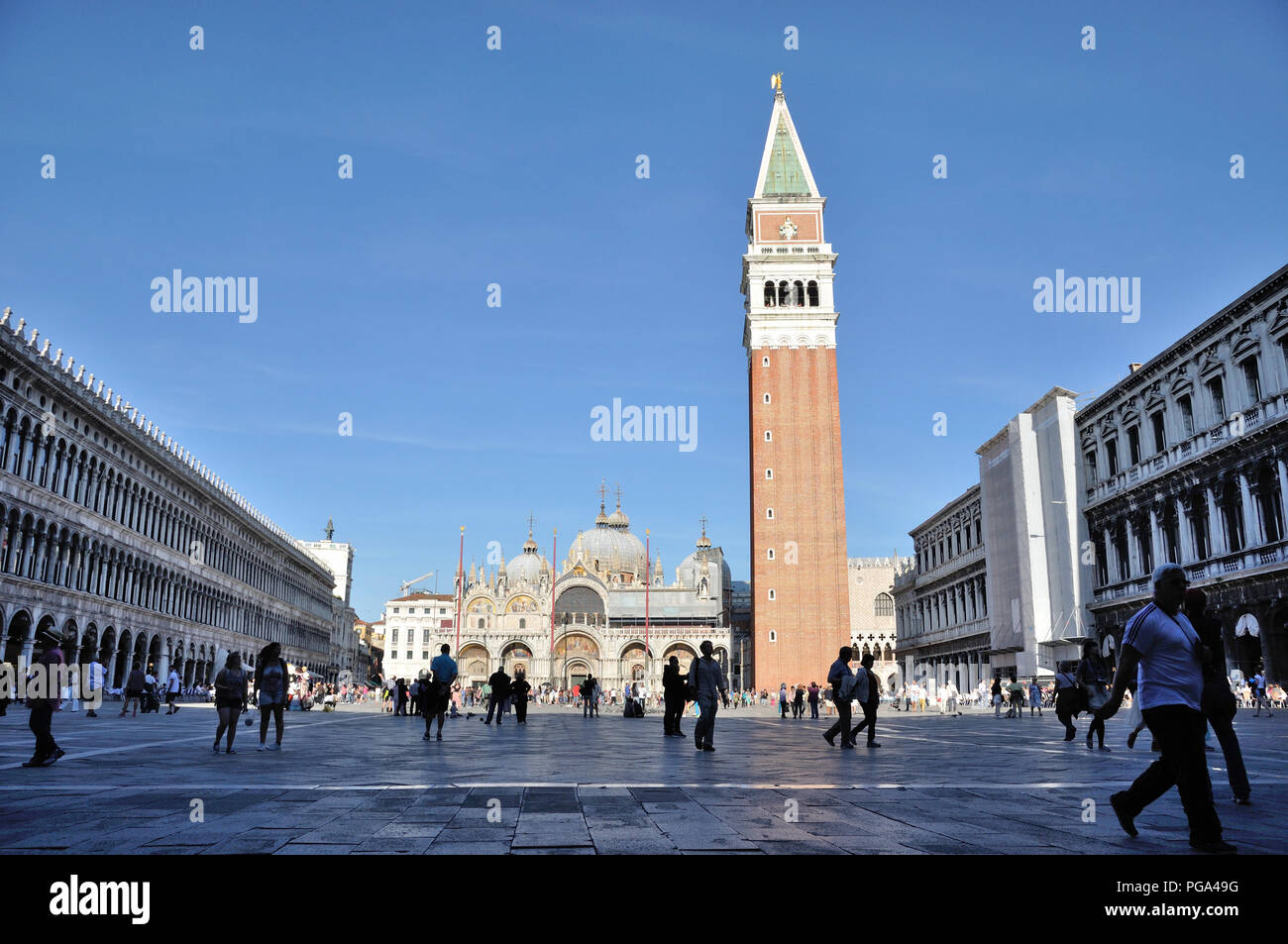 VENICE, ITALY - SEPTEMBER 22, 2016: Piazza San Marco in the shade with ...