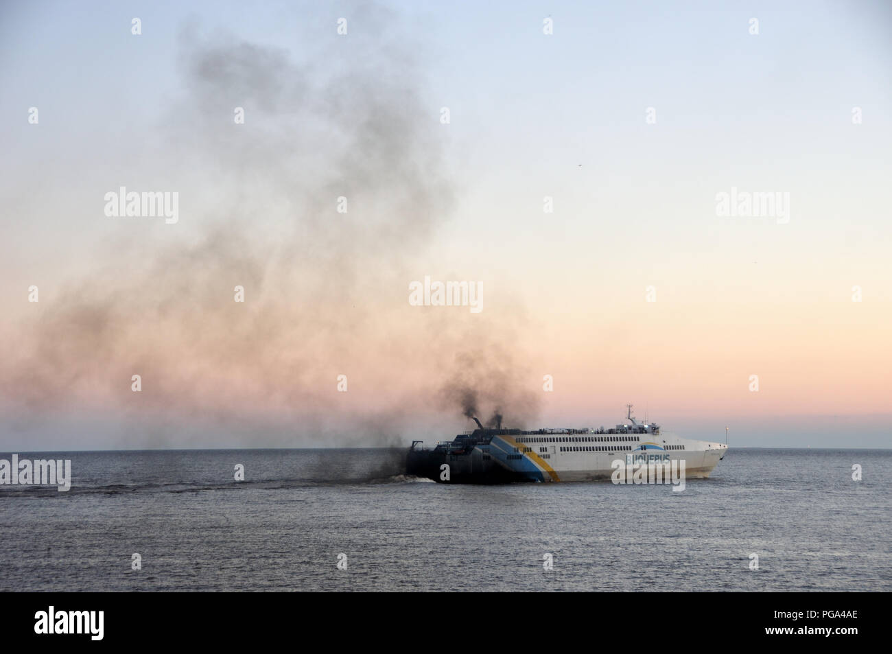 COLONIA DEL SACRAMENTO, URUGUAY: a Buquebus ferry travelling between ...
