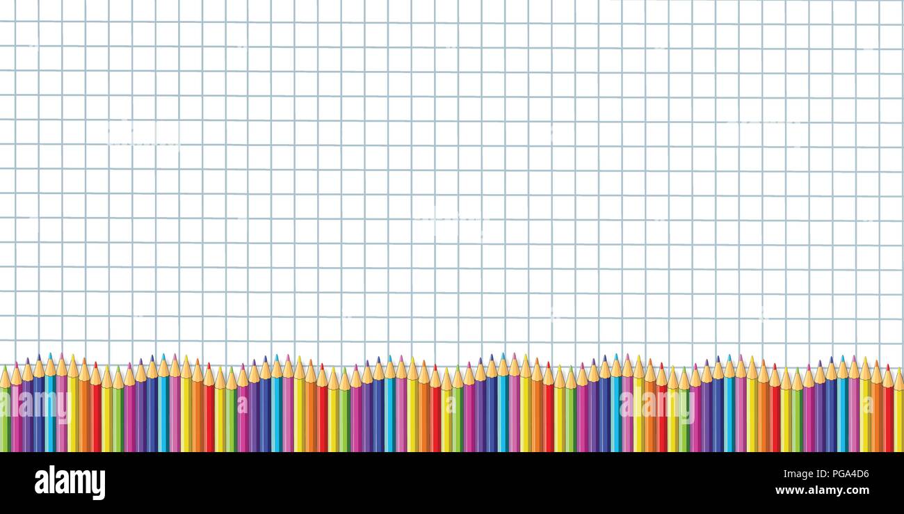 Vector rectangle down line border made of colorful wooden pencils on ...