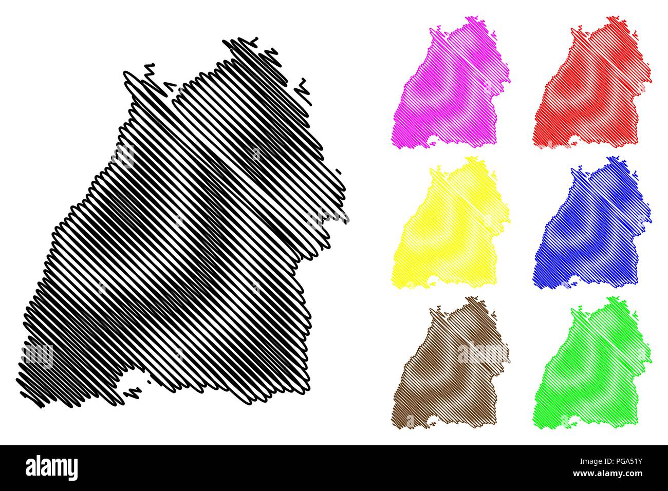 Baden-Wurttemberg (Federal Republic of Germany, State of Germany) map ...