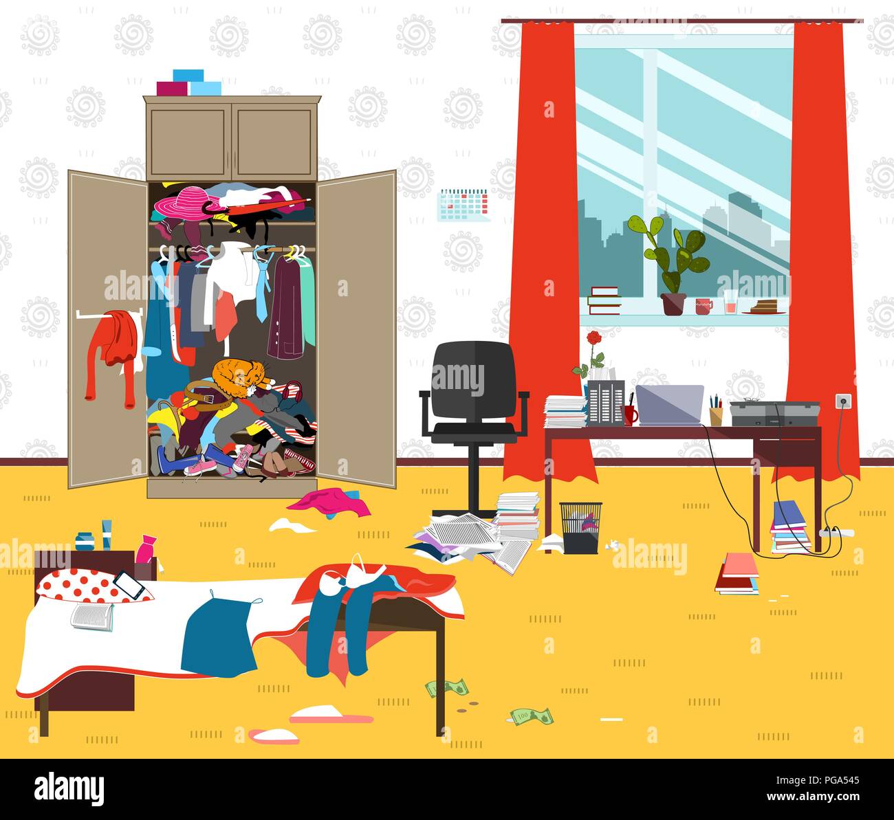 Messy bed with paper Stock Vector Images - Alamy