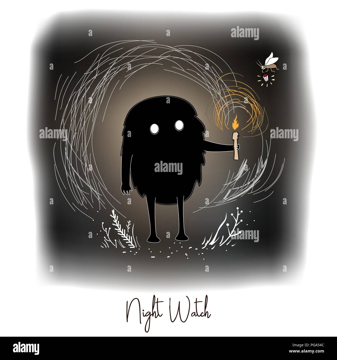 Hand drawn vector artistic creative artwork illustration with black ...