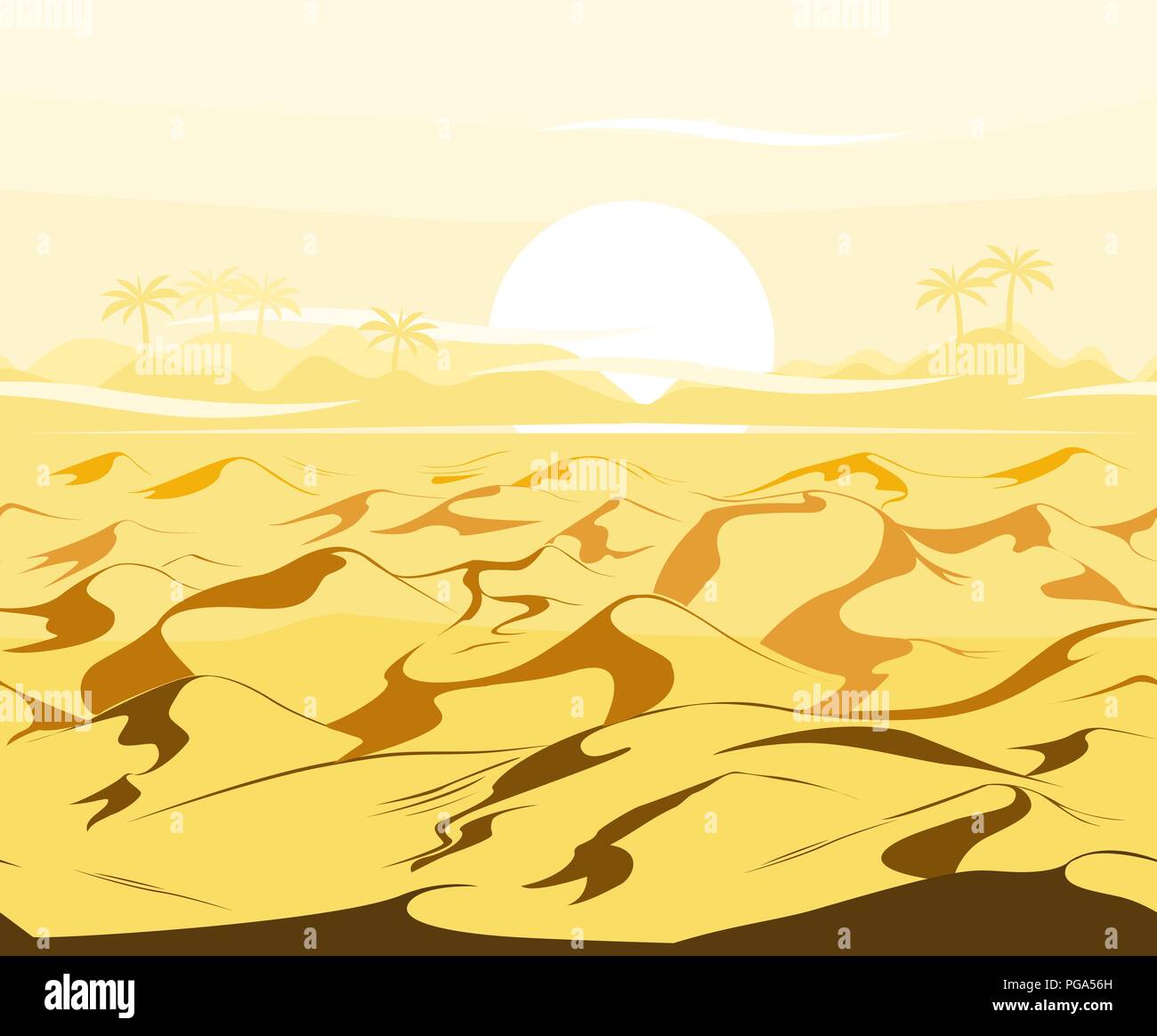 Desert sand dunes vector egyptian landscape background. Vector ...