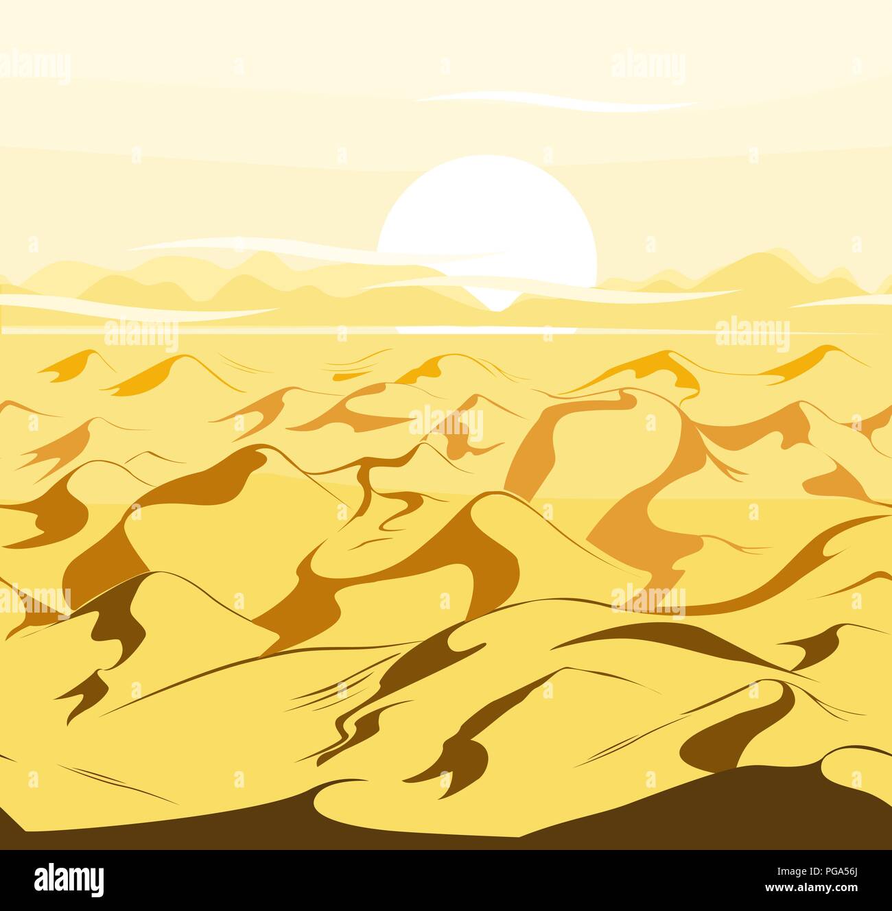 Desert sand dunes vector egyptian landscape background. Vector ...