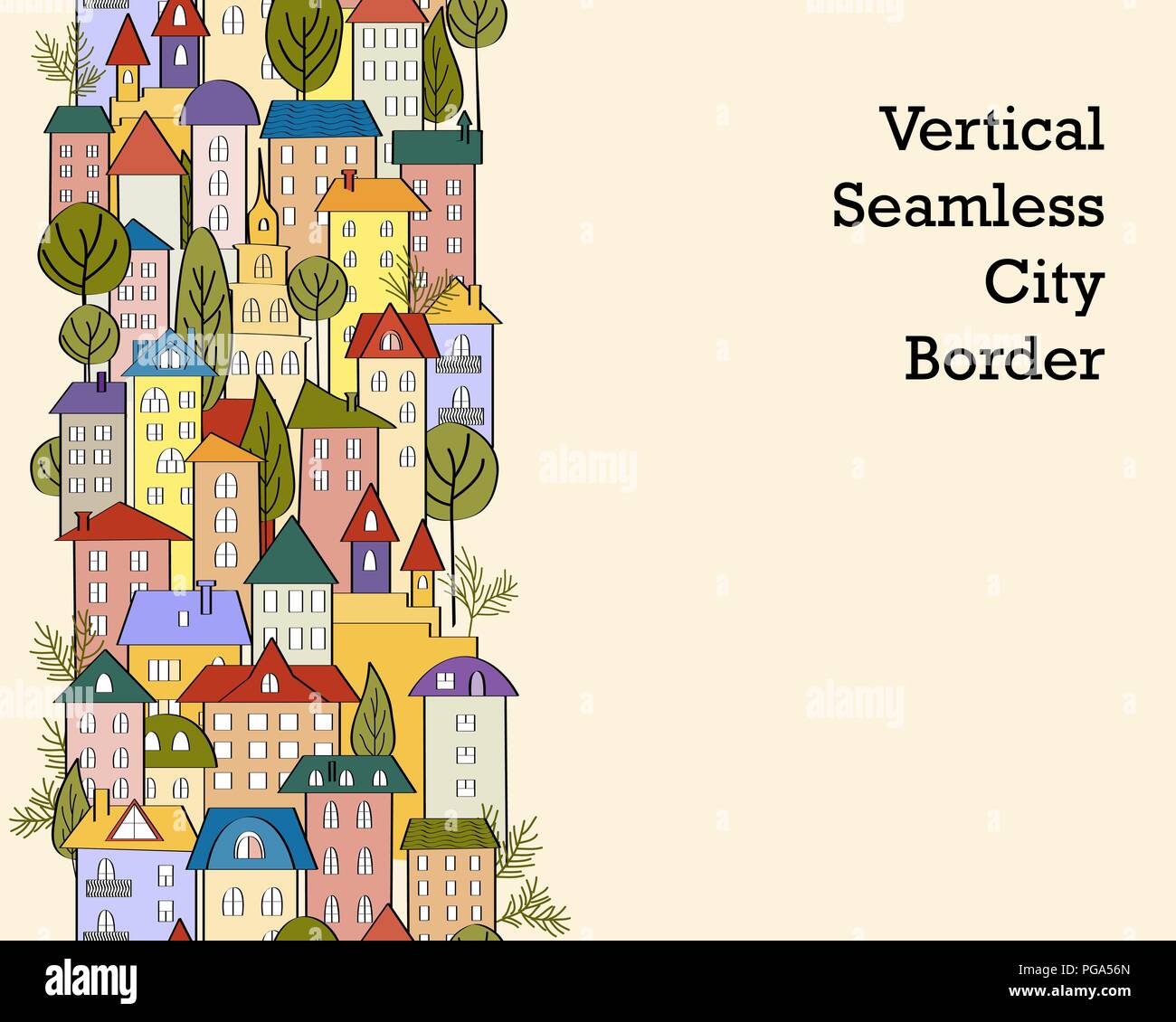 Seamless vertical banner background with rows of colorful cartoon ...