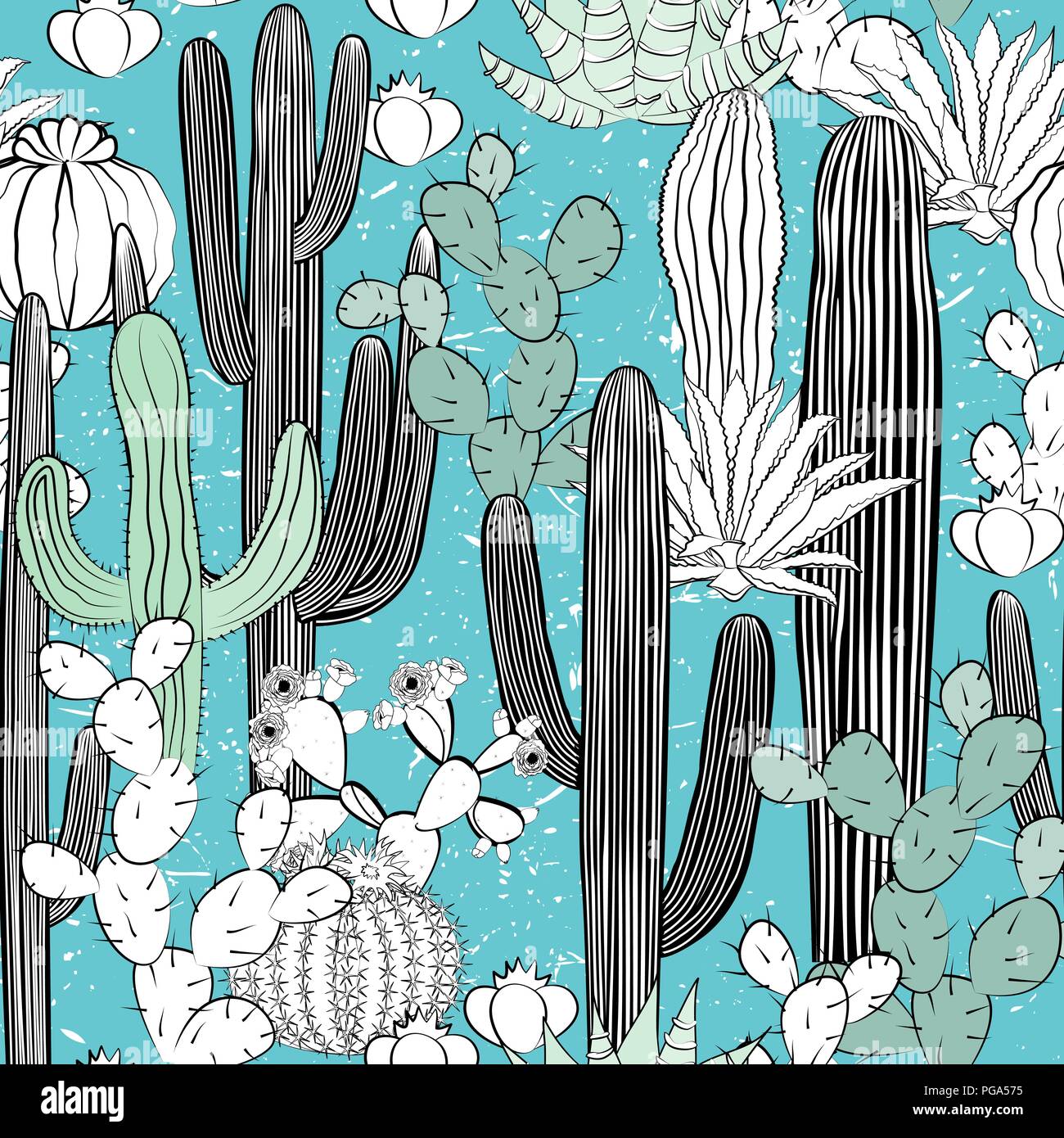 Seamless pattern with cactus. Wild cacti forest. Vector illustration Stock Vector Image & Art ...