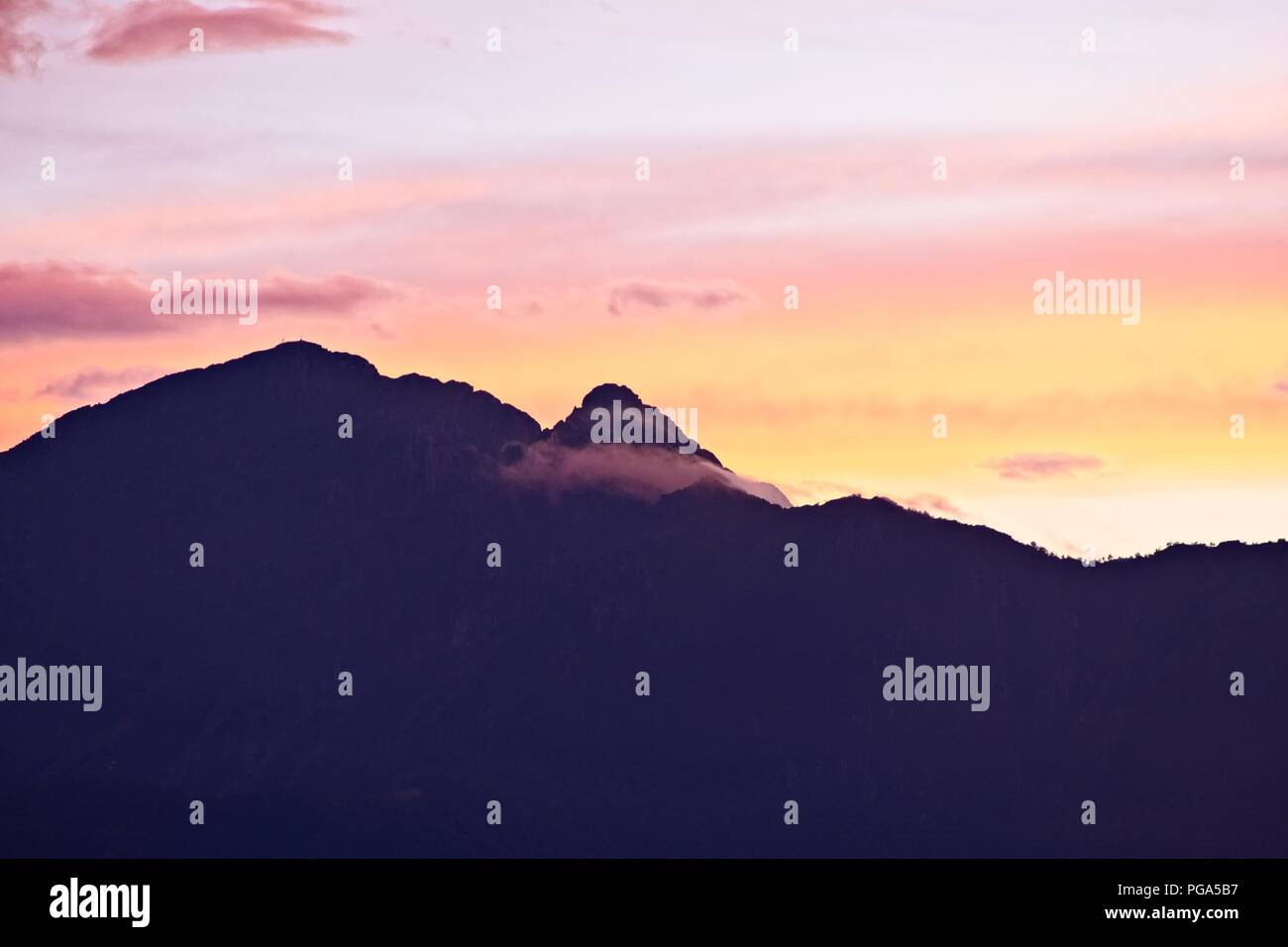 Awesome sunset over the Alps in Italy. Beautiful background with strong ...