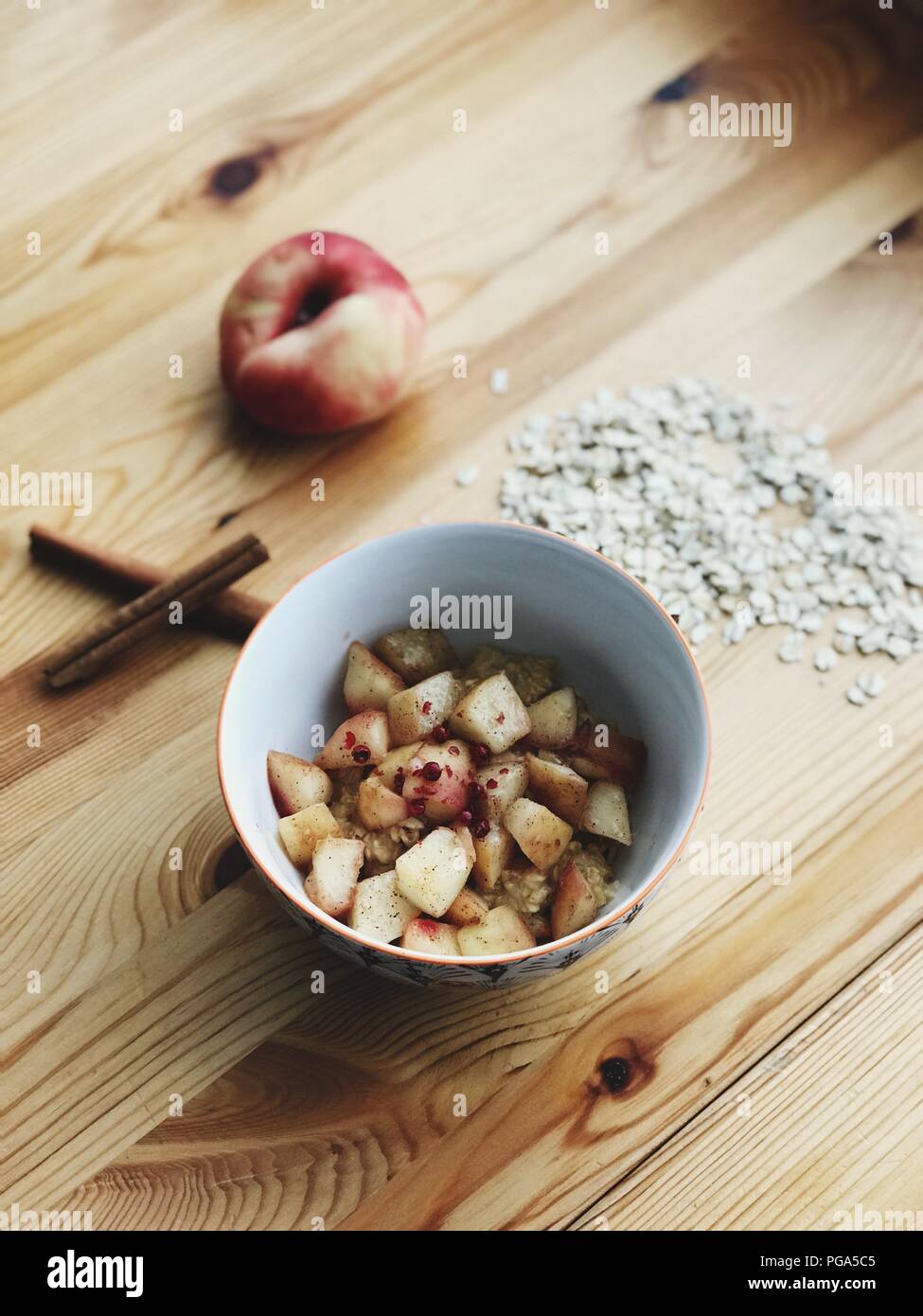 Oatmeal Porridge on a wooden table Stock Photo - Alamy
