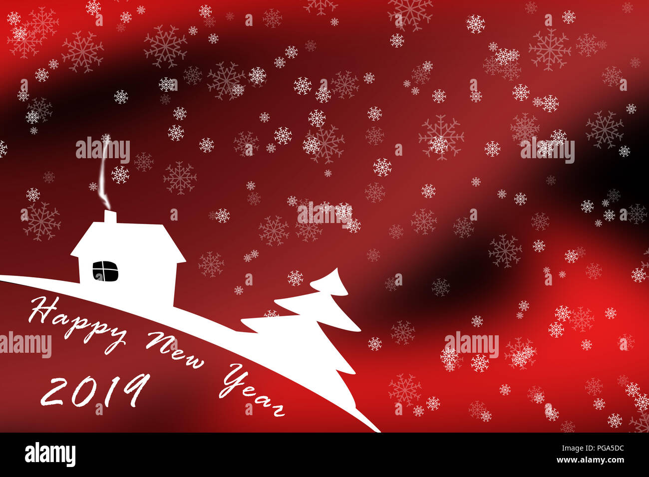 Illustration. Template happy new year 2019 on a red background Stock ...