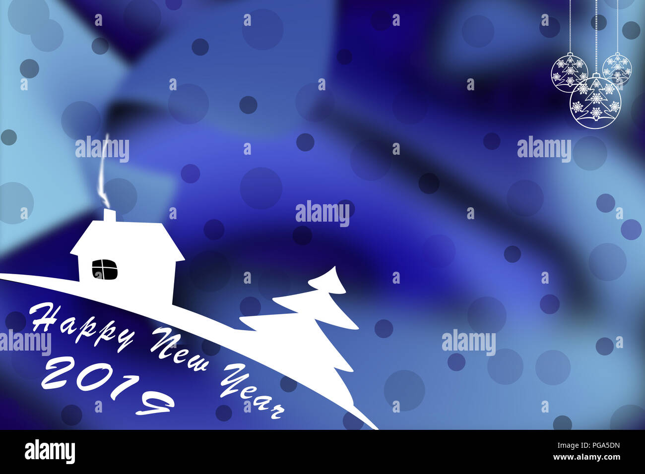 Illustration. Template happy new year 2019 on a blue background with ...