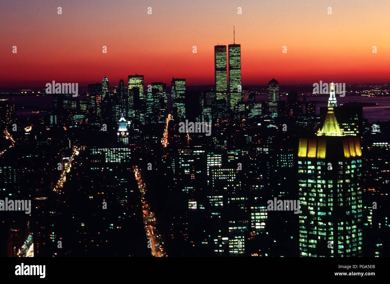 Vintage 1986 View of Manhattan Skyline with the World Trade Center Tin ...