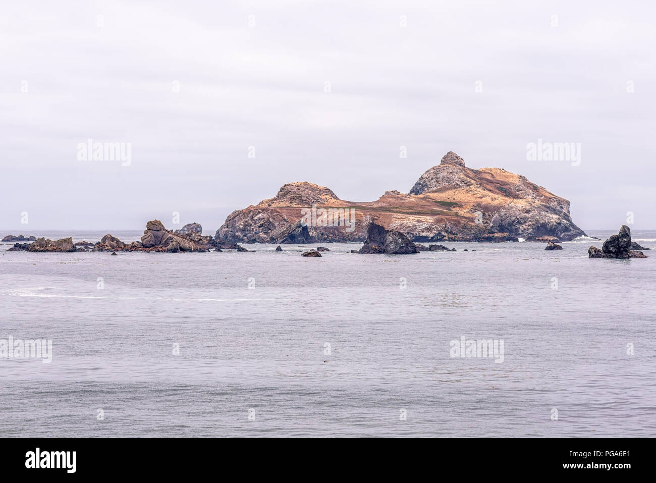 Castle Rock and the Pacific Ocean.Crescent City, California, USA Stock ...