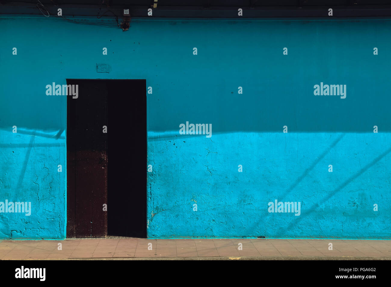 Front Of A Old Antique Traditional House With Vibrant Blue Facade Stock ...