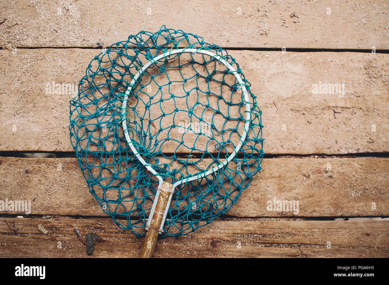 Empty Fishing Landing Net; Catch Proof Net Stock Photo - Alamy