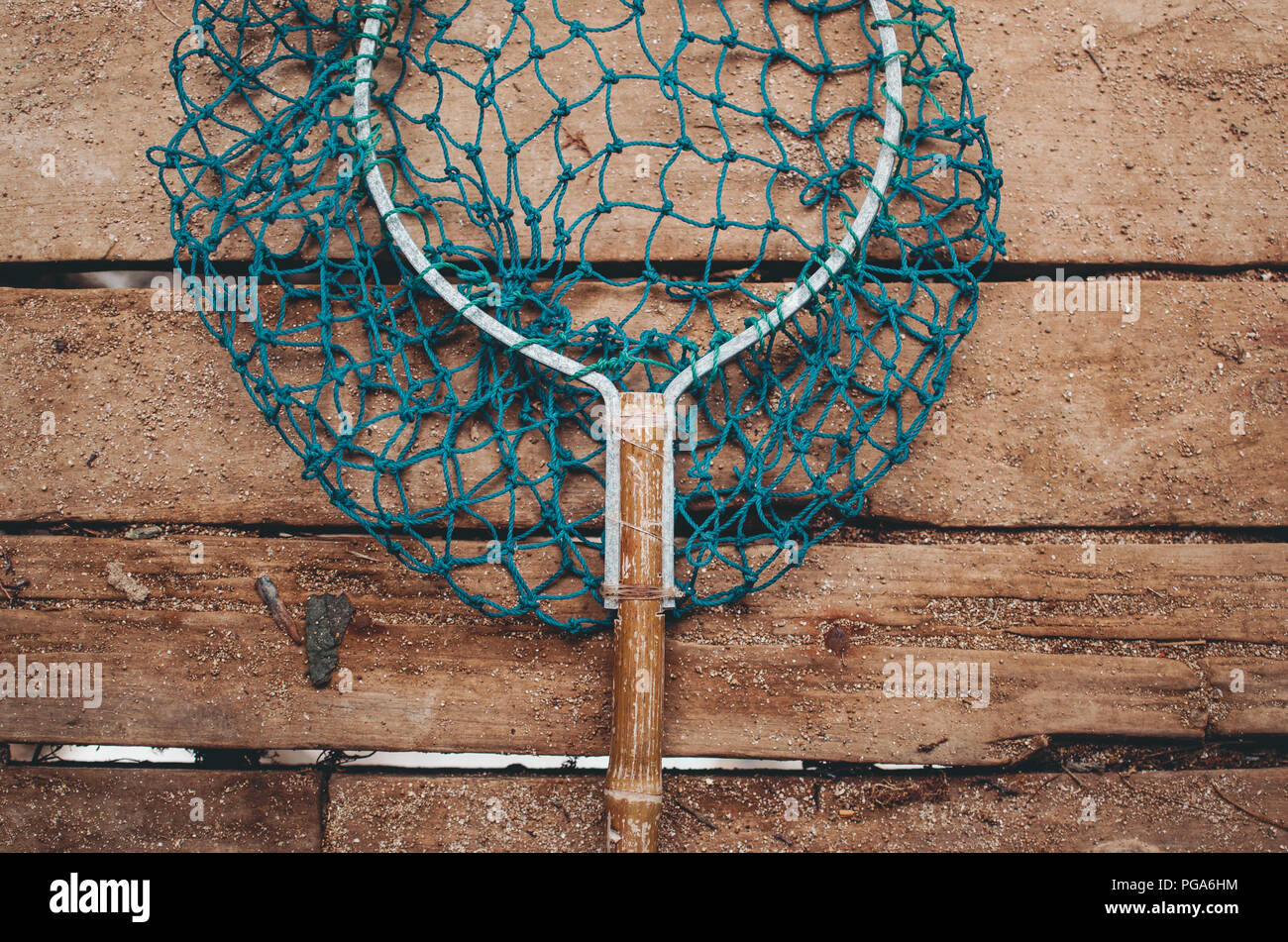 Empty Fishing Landing Net; Catch Proof Net Stock Photo - Alamy
