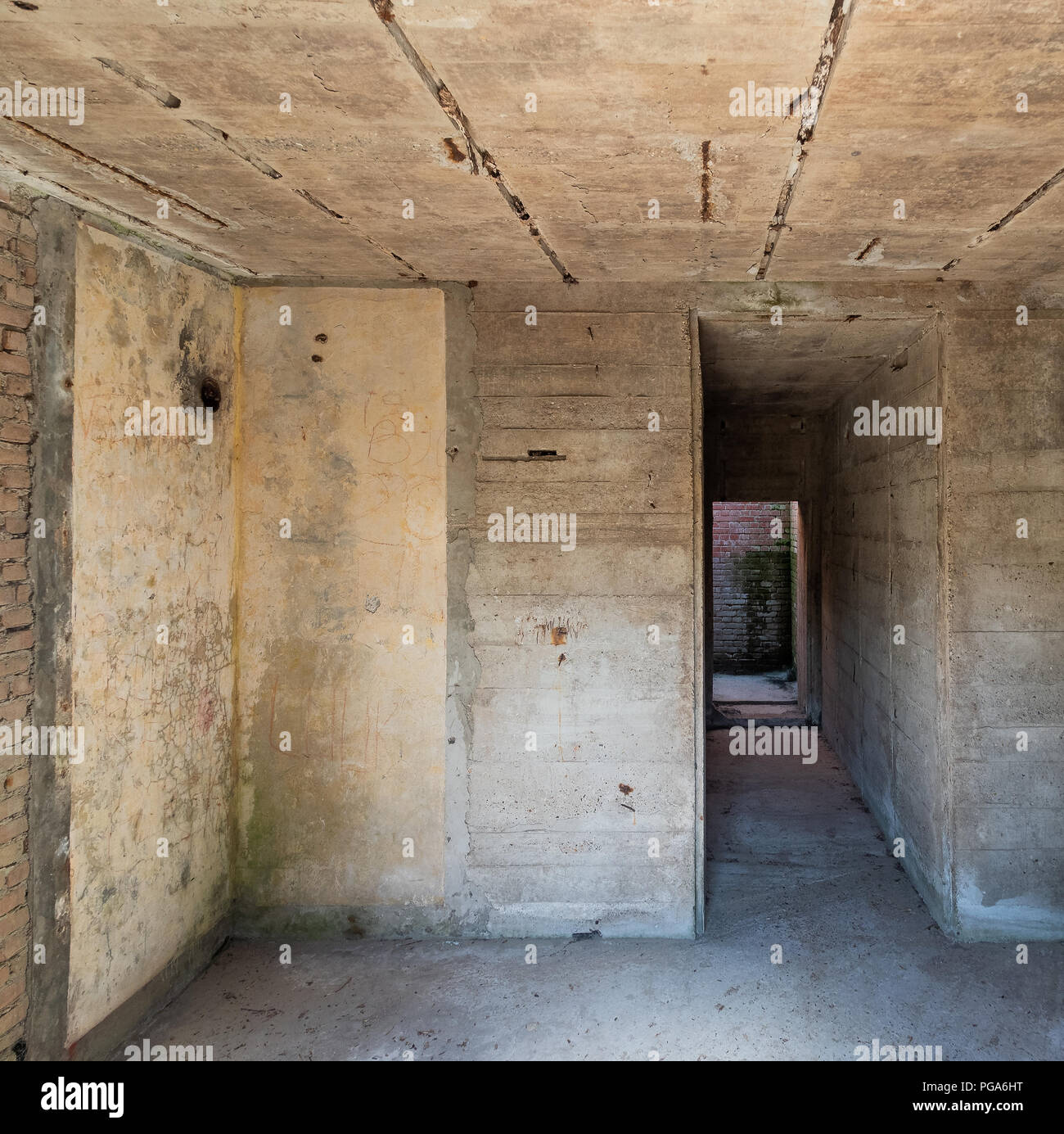 Remains of a german command and control bunker which was used to detect ...