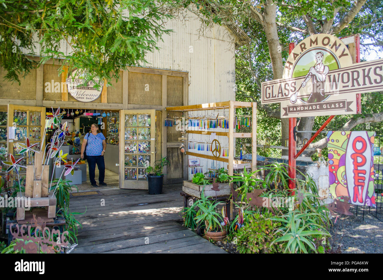 The Glass Works. a glass blower's shop at Harmony CA Stock Photo - Alamy