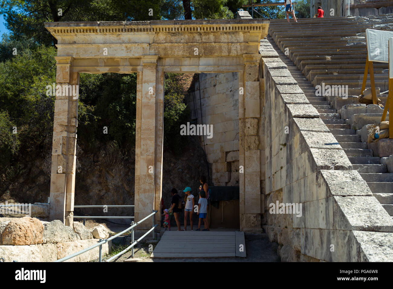 Epidaurus theatre gate Stock Photo - Alamy