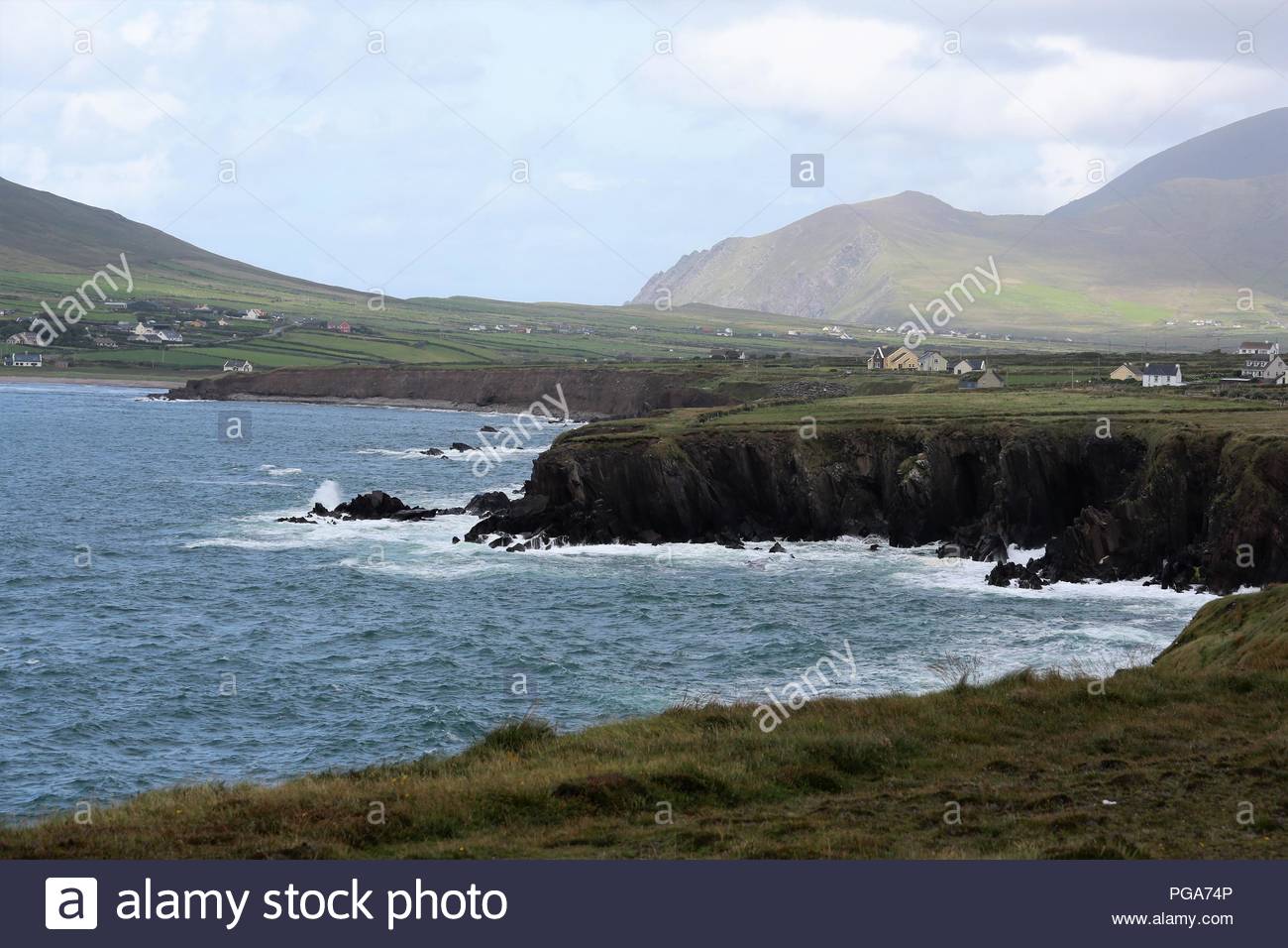 The Atlantic Ocean near the cliff top close to Ballydavid in County ...