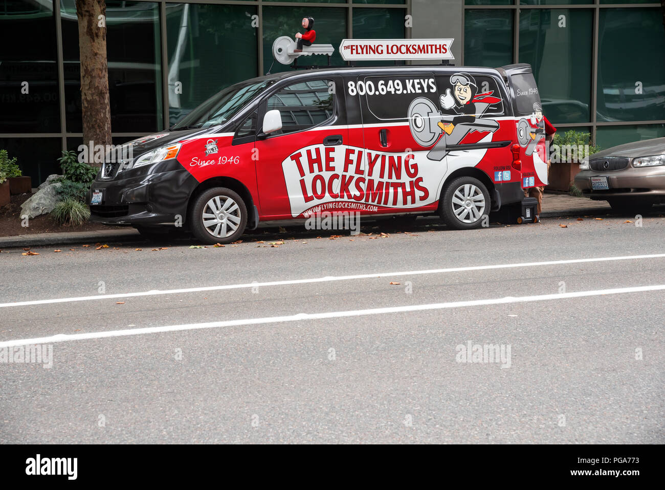 The Flying Locksmiths service car, Seattle, Washington, USA Stock Photo ...