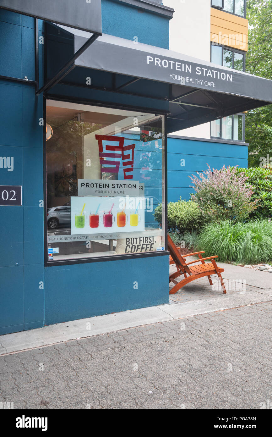 Protein station- healthy cafe, Seattle, Washington, USA Stock Photo - Alamy