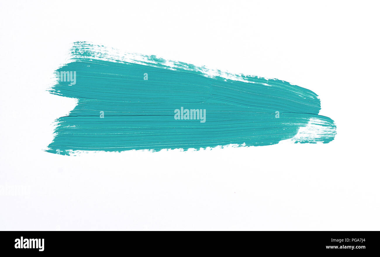 Turquoise brush stroke isolated over white background Stock Photo - Alamy