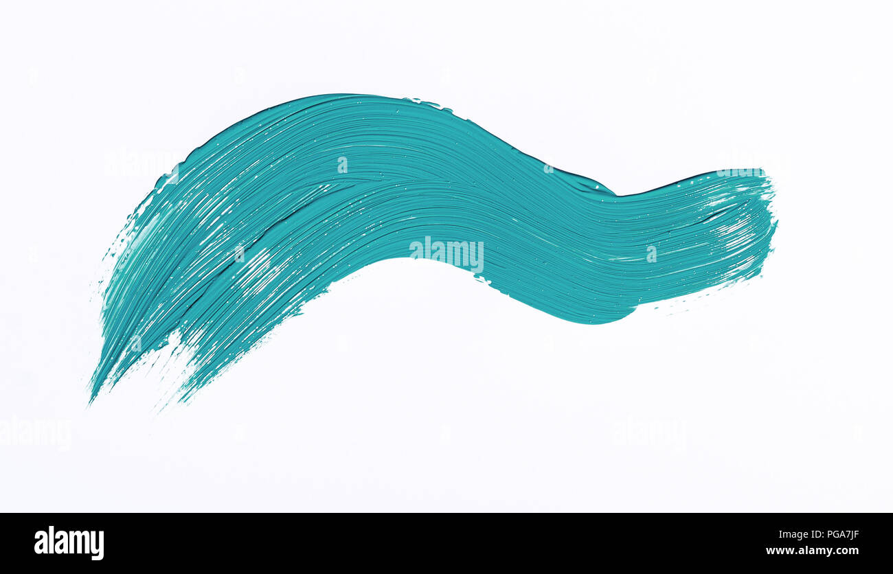 Turquoise brush stroke isolated over white background Stock Photo - Alamy
