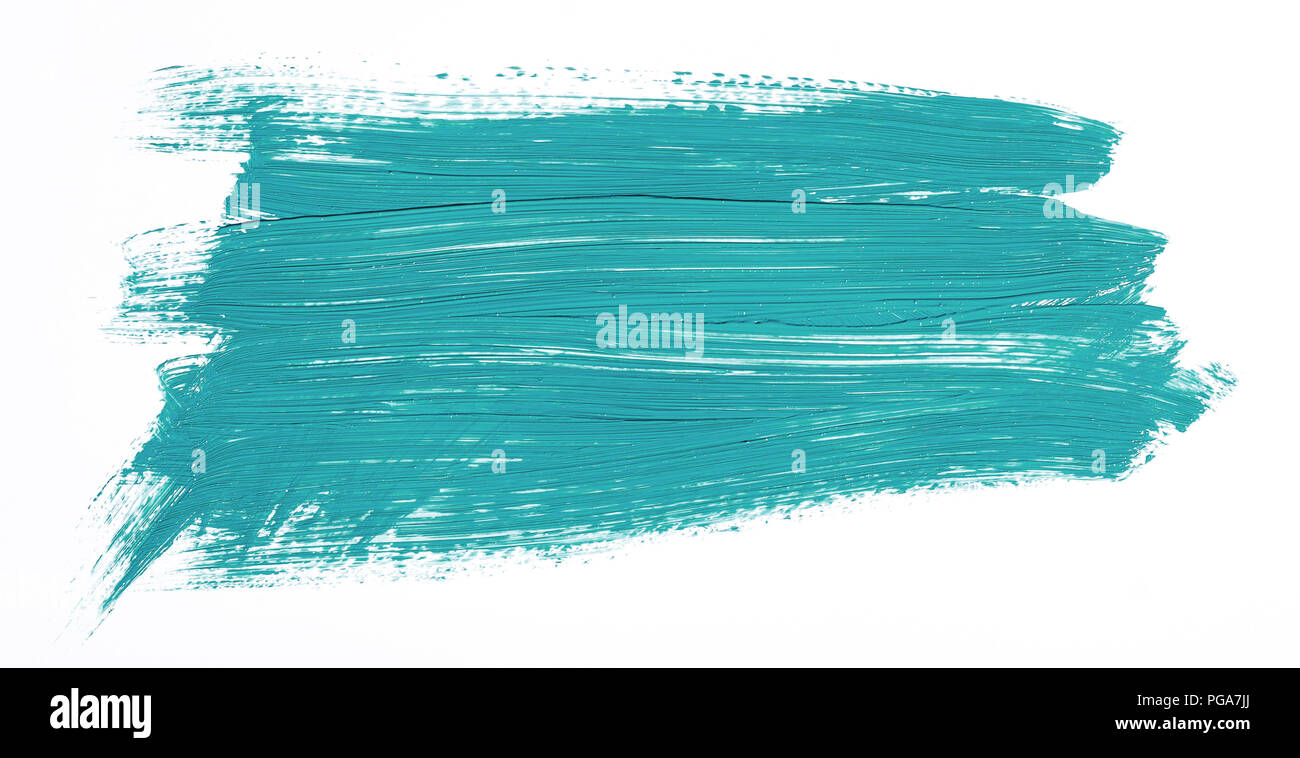Turquoise brush stroke isolated over white background Stock Photo - Alamy