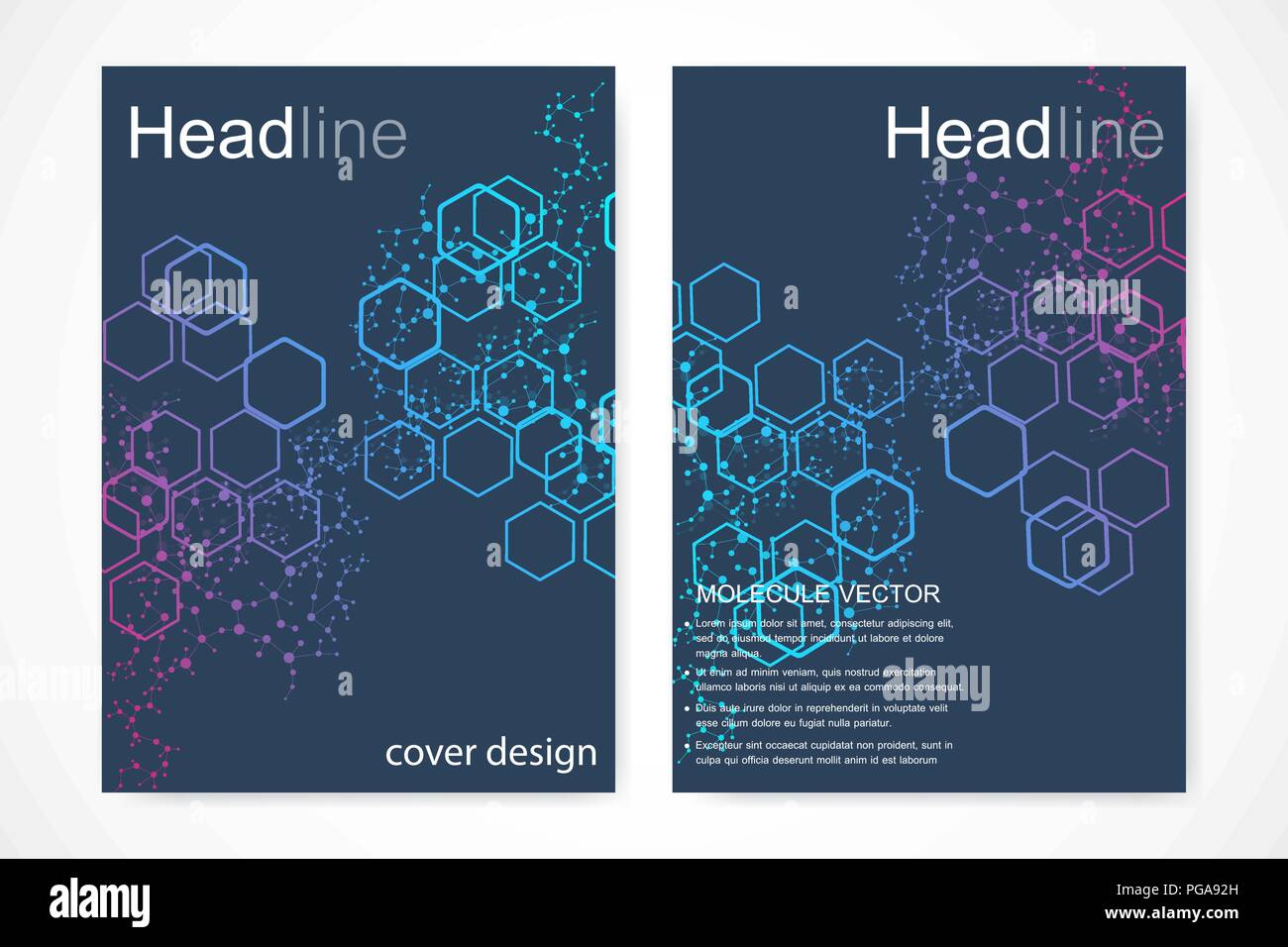 Scientific brochure design template. Vector flyer layout, Molecular ...