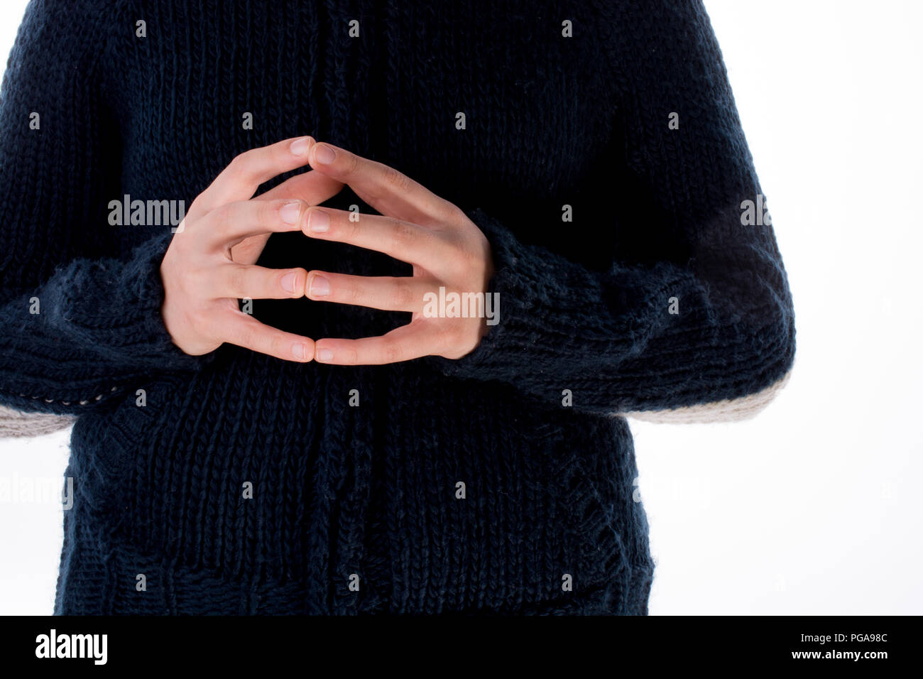 Hand making a gesture on a white background Stock Photo - Alamy