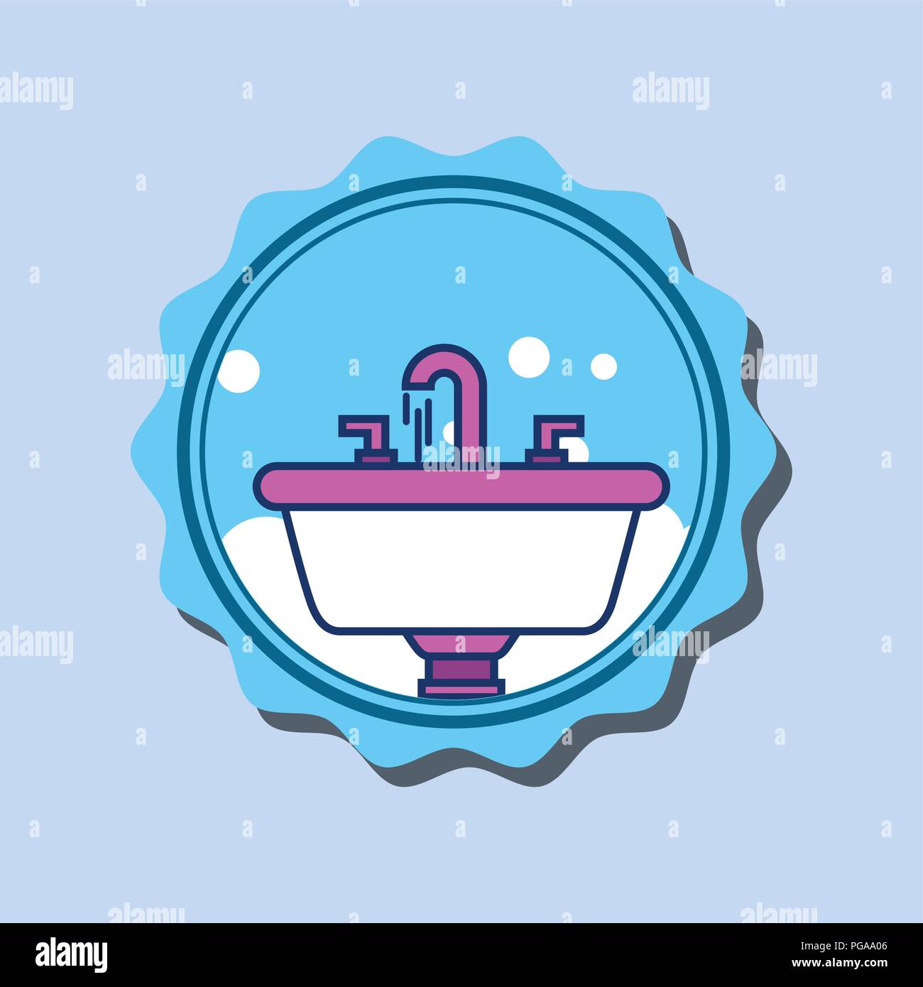 washbasin faucets bubbles cartoon banner bathroom Stock Vector Image ...