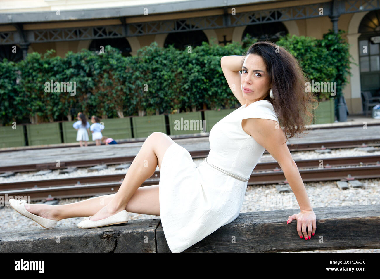 model lady with white clothes Stock Photo - Alamy