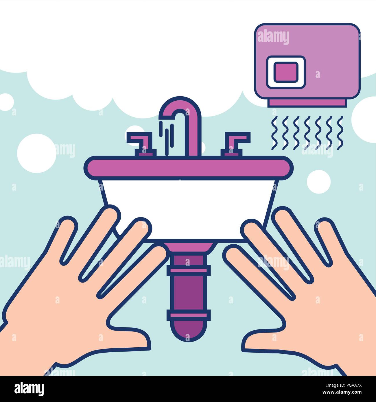 Water tap hands line Stock Vector Images - Alamy